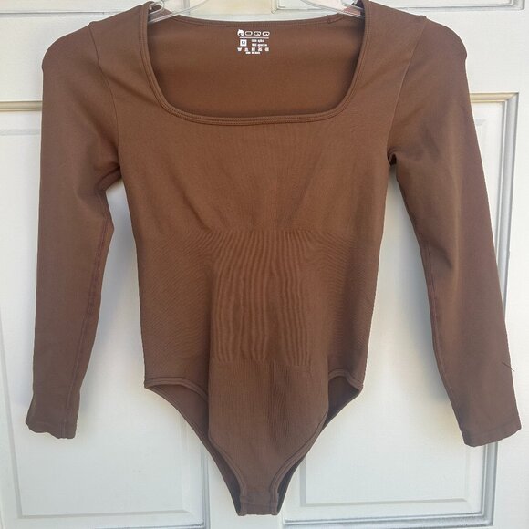 Tops | Brown Ribbed Bodysuit | Poshmark
